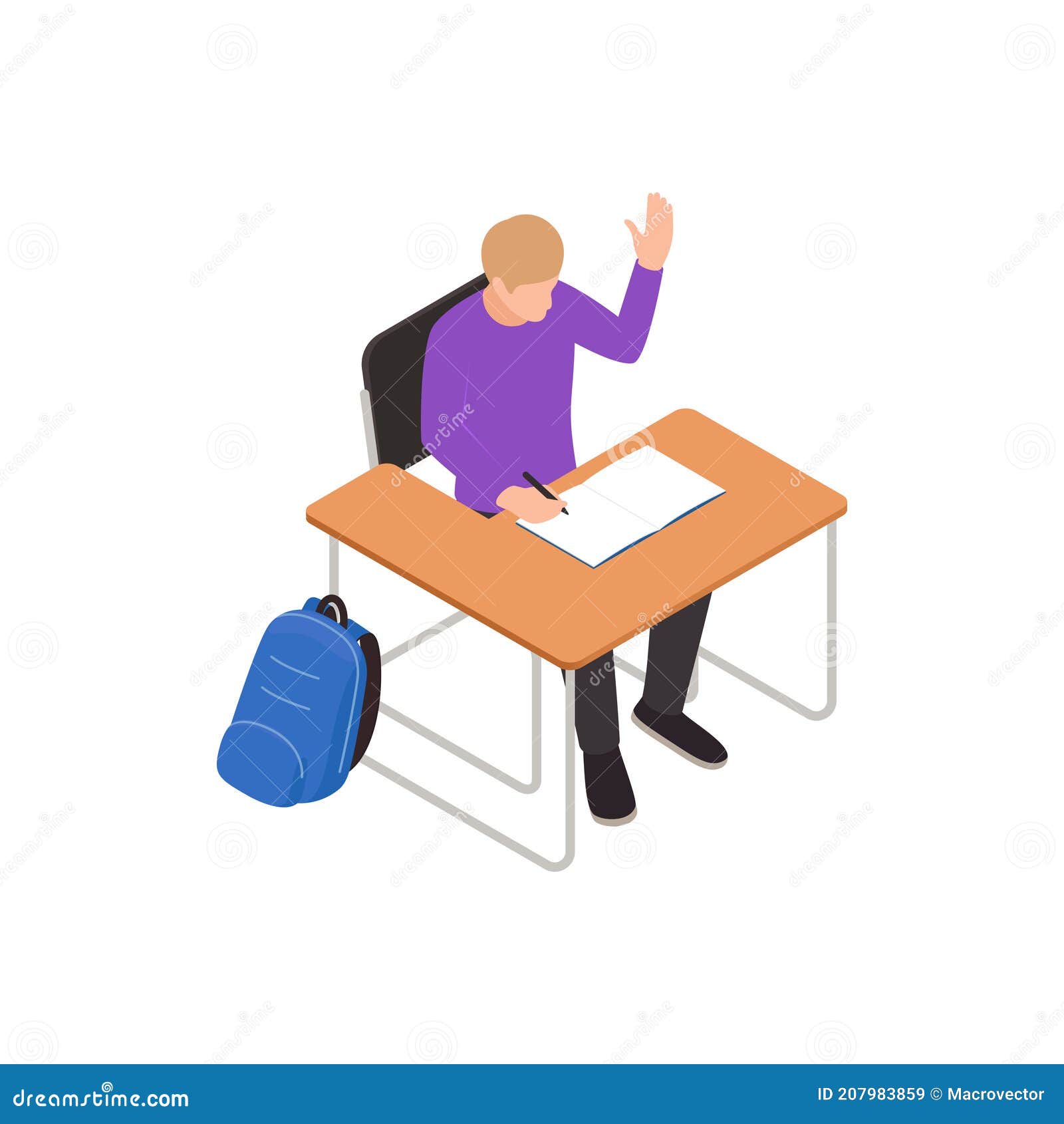 Isometric High School Student Stock Illustration - Illustration of exam ...