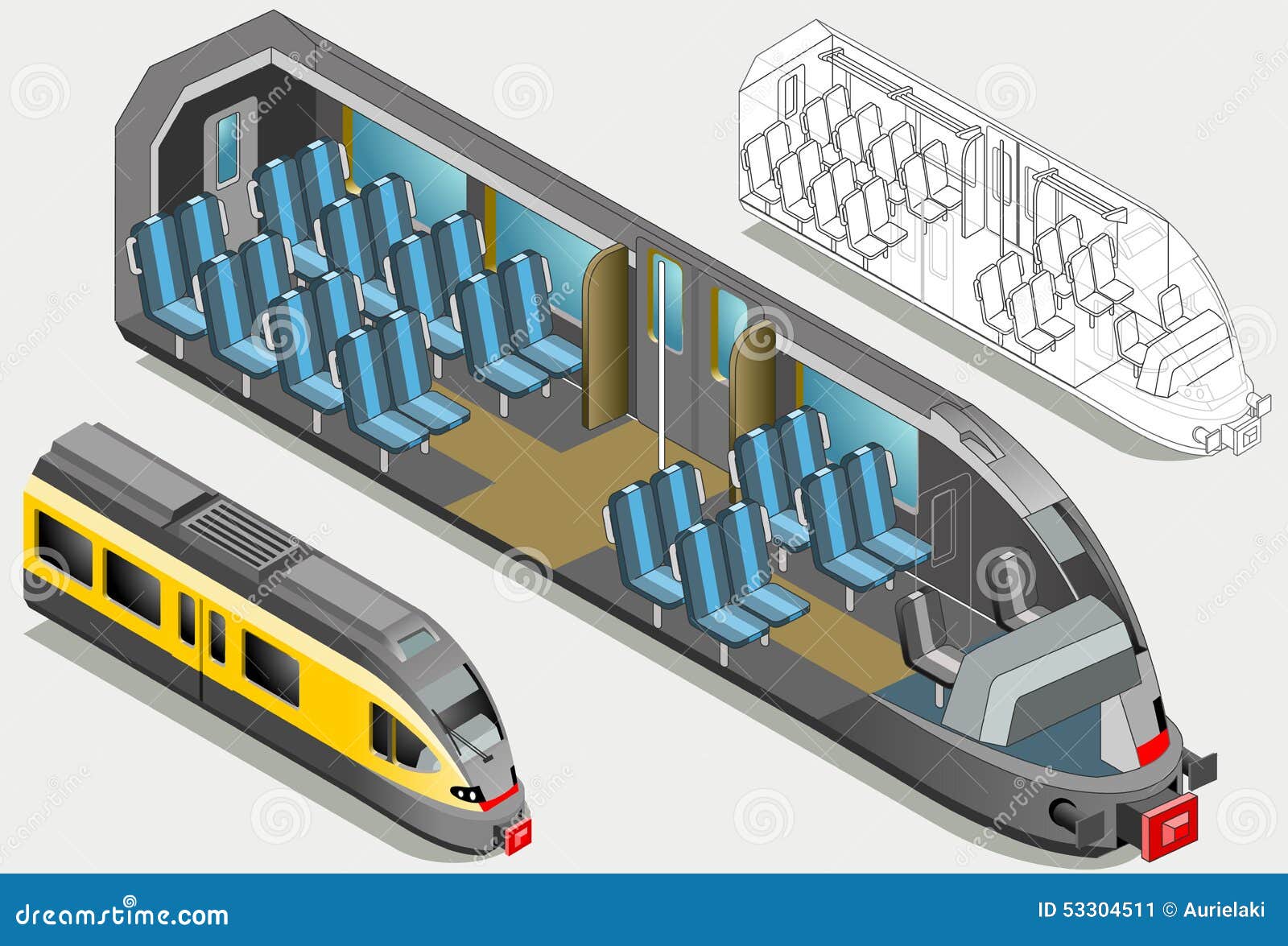 Isometric High Speed Subway Longitudinal Section Stock Vector ...
