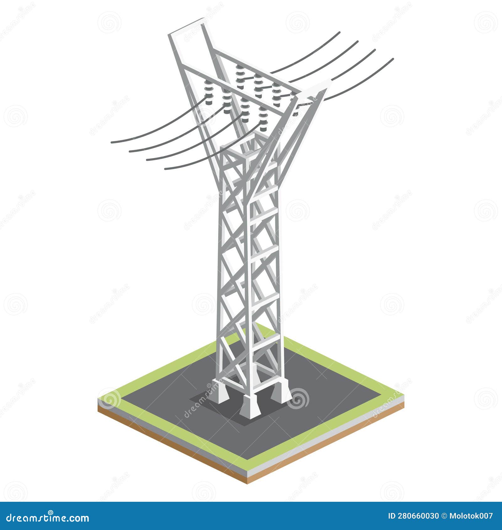 Isometric High Voltage Transmission Line. Element of Distribution Chain ...