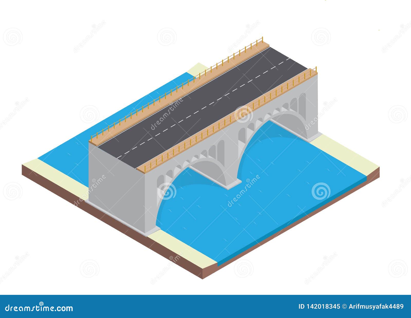 Isometric Highway on the Bridge Stock Vector - Illustration of ...