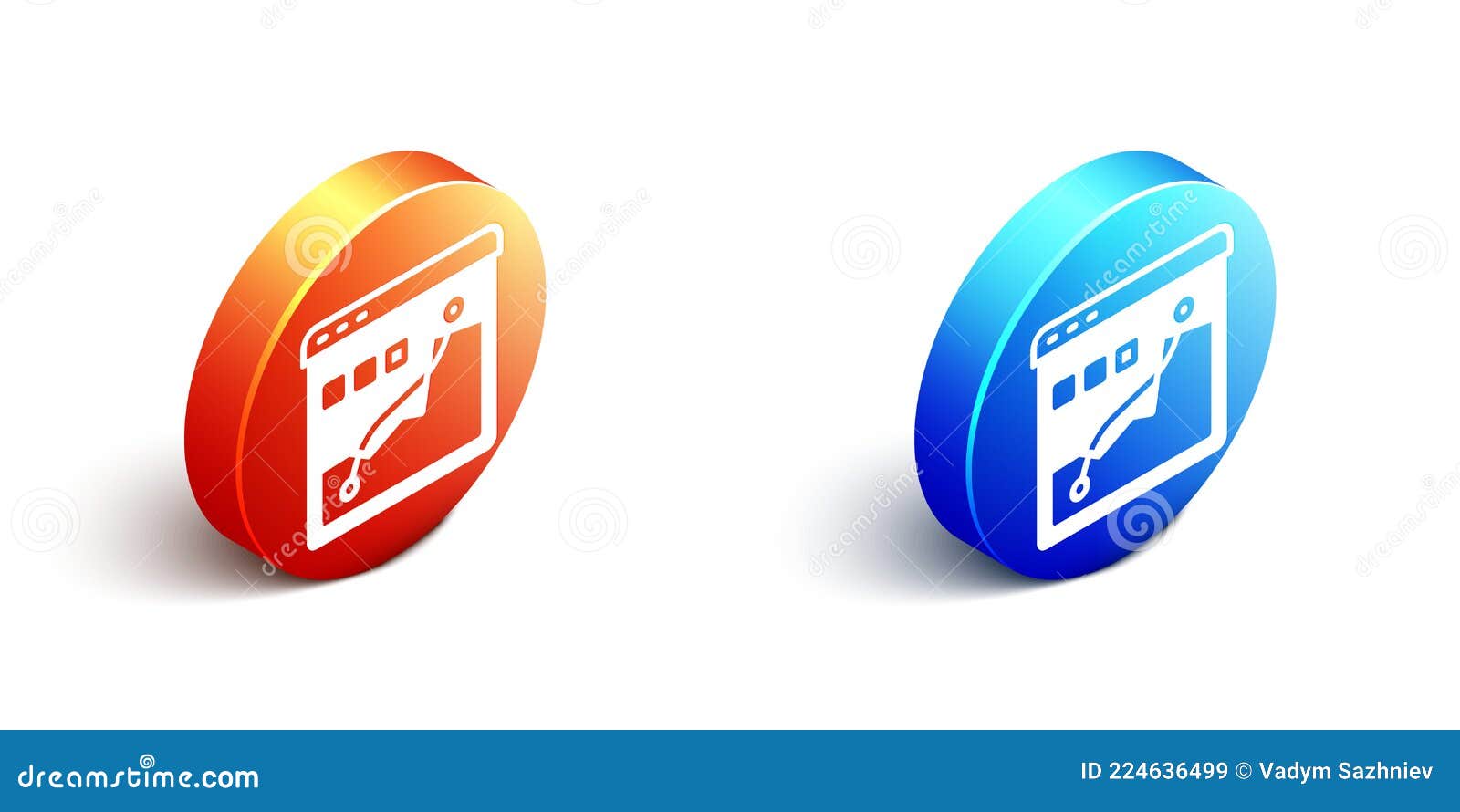 Isometric Histogram Graph Photography Icon Isolated on White Background ...