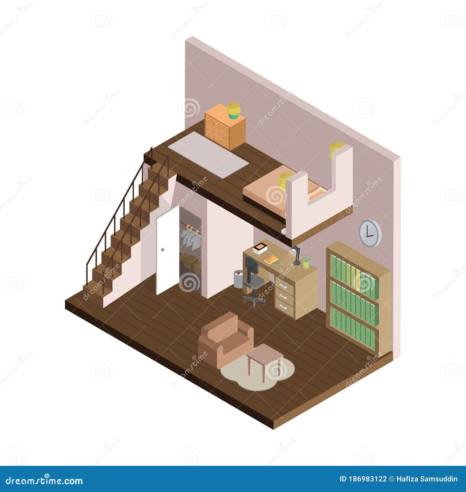 Isometric Home Interior. Vector Illustration Decorative Design Stock ...