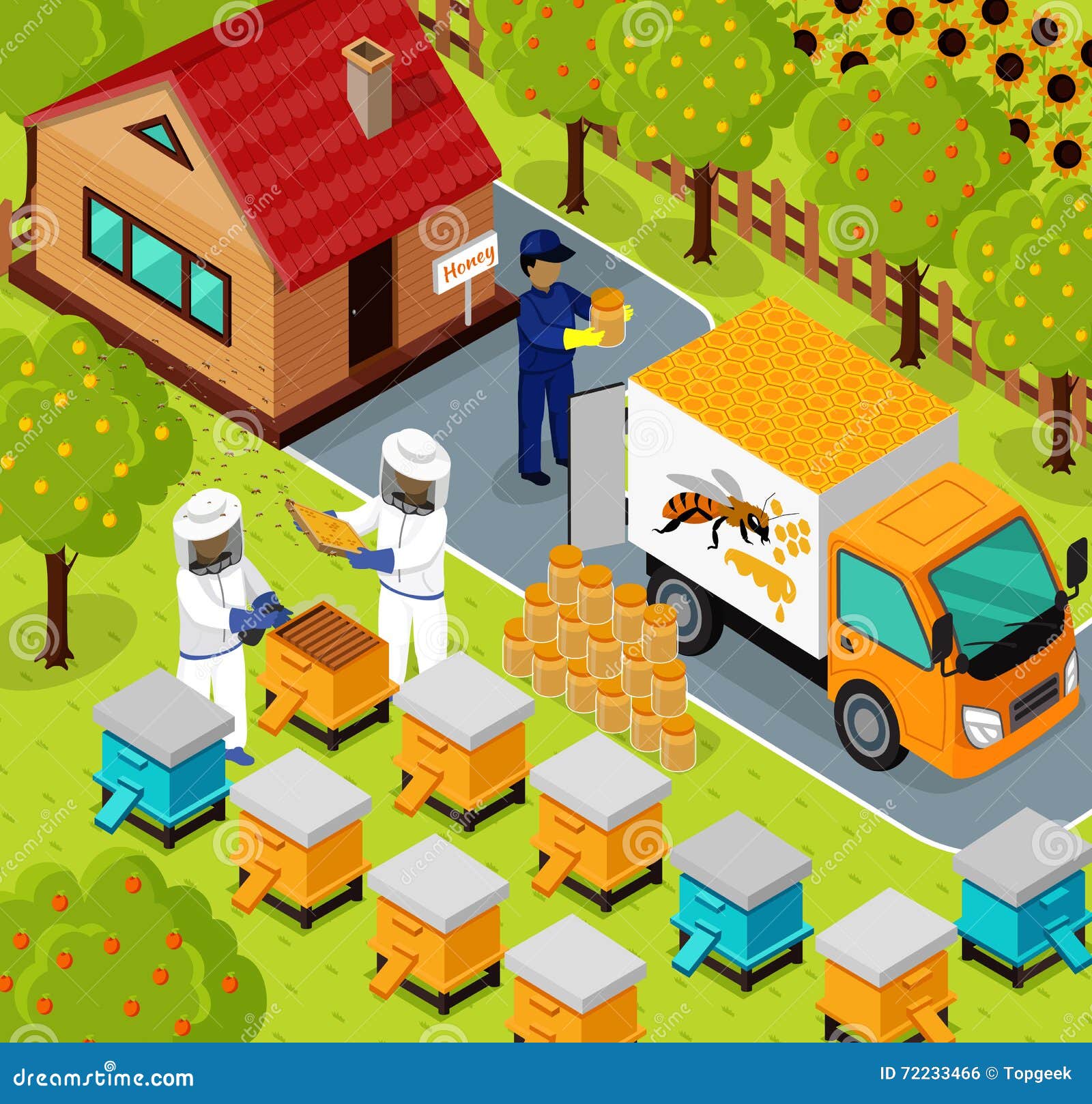Beekeeping Flat Round Illustration Cartoon Vector | CartoonDealer.com ... Beekeeping Flat Round Illustration Cartoon Vector | CartoonDealer.com ...