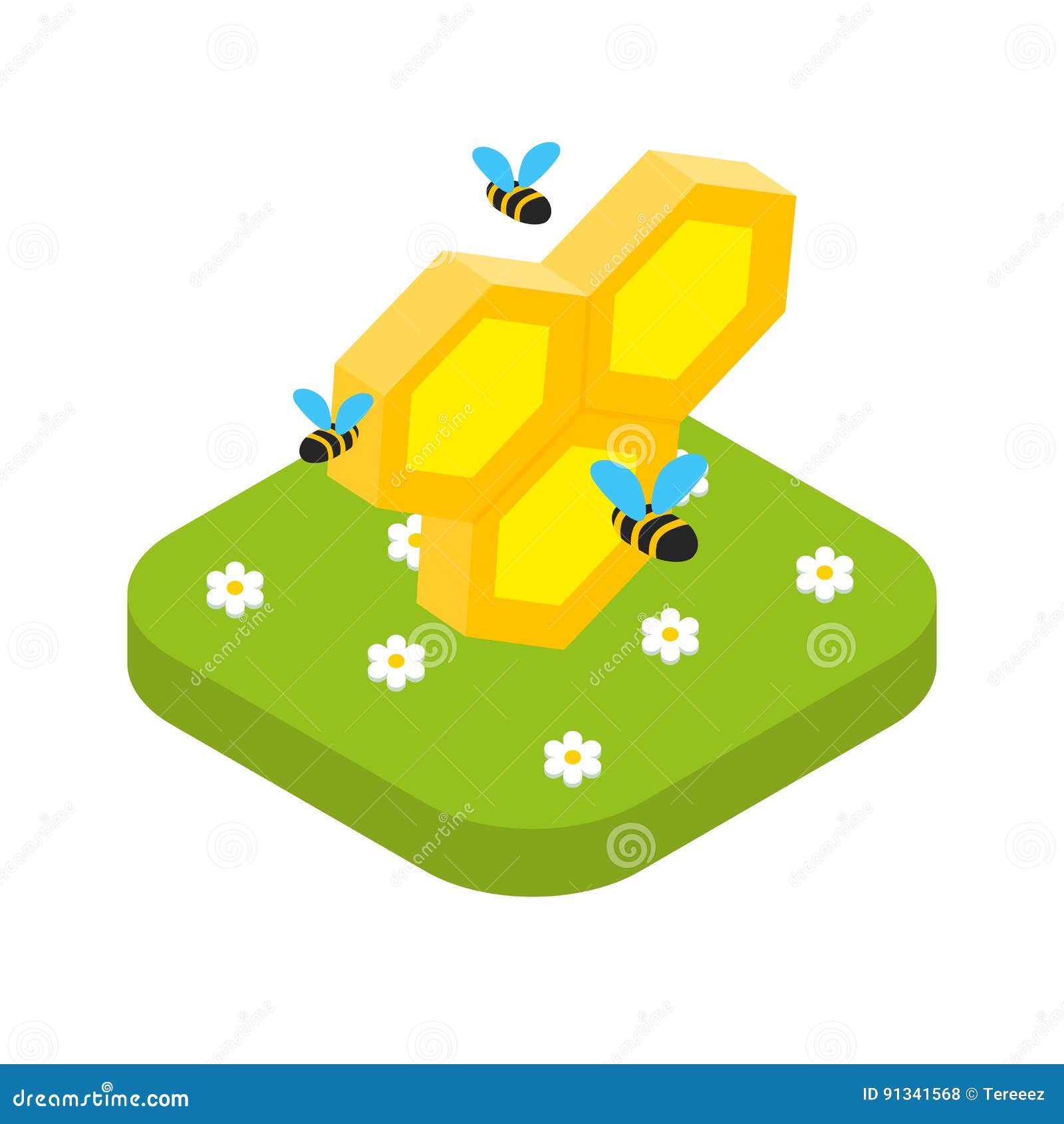 Set Isometric Honeycomb Bee Location, Beekeeper With Protect Hat, Hive ...
