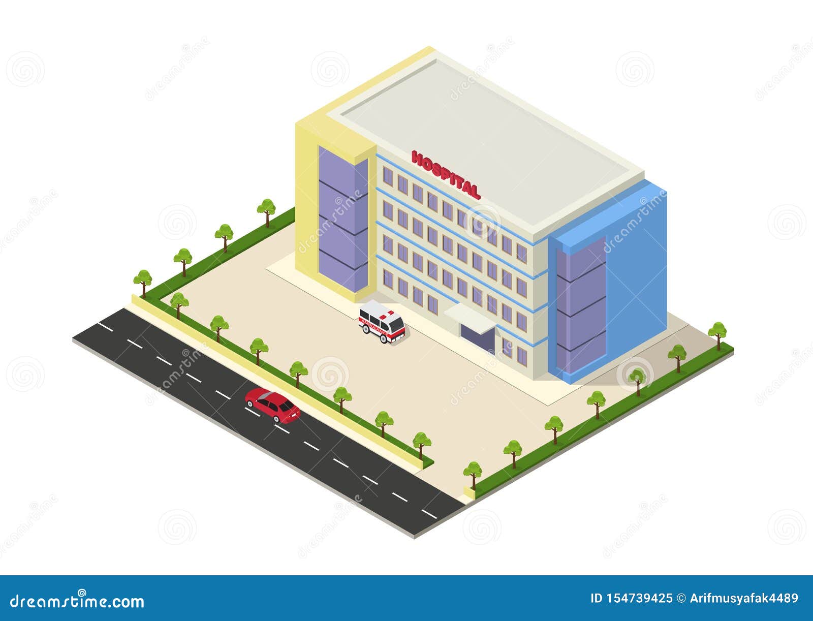 Isometric Hospital Building Stock Vector - Illustration of clinic ...