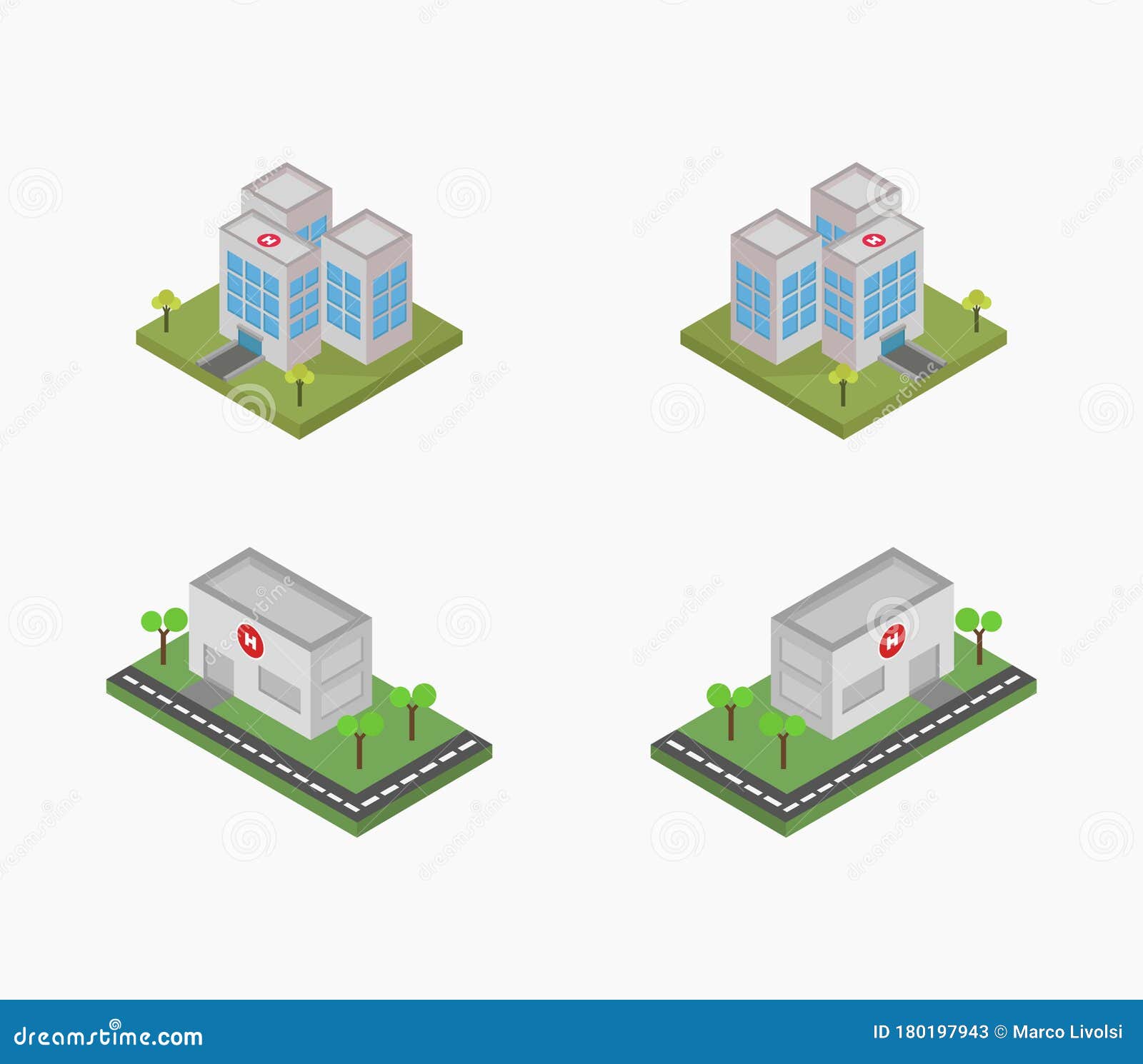 Isometric Hospital Icon Illustrated in Vector on White Background Stock ...