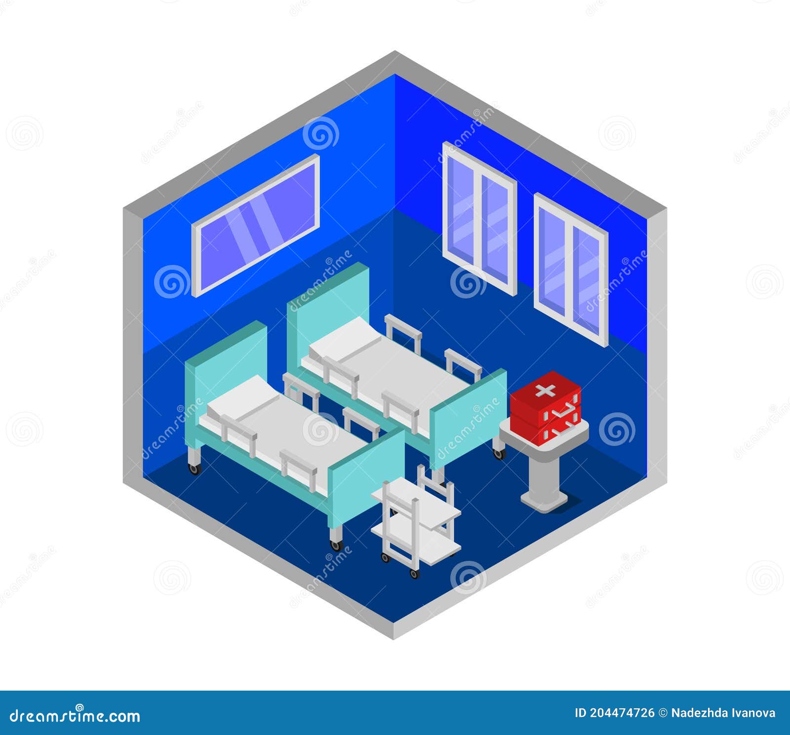 Isometric Hospital Room on a White Background Vector Graphic ...