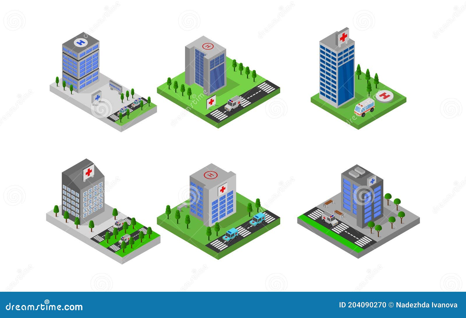 Isometric Hospital Set Vector Illustration Stock Illustration ...