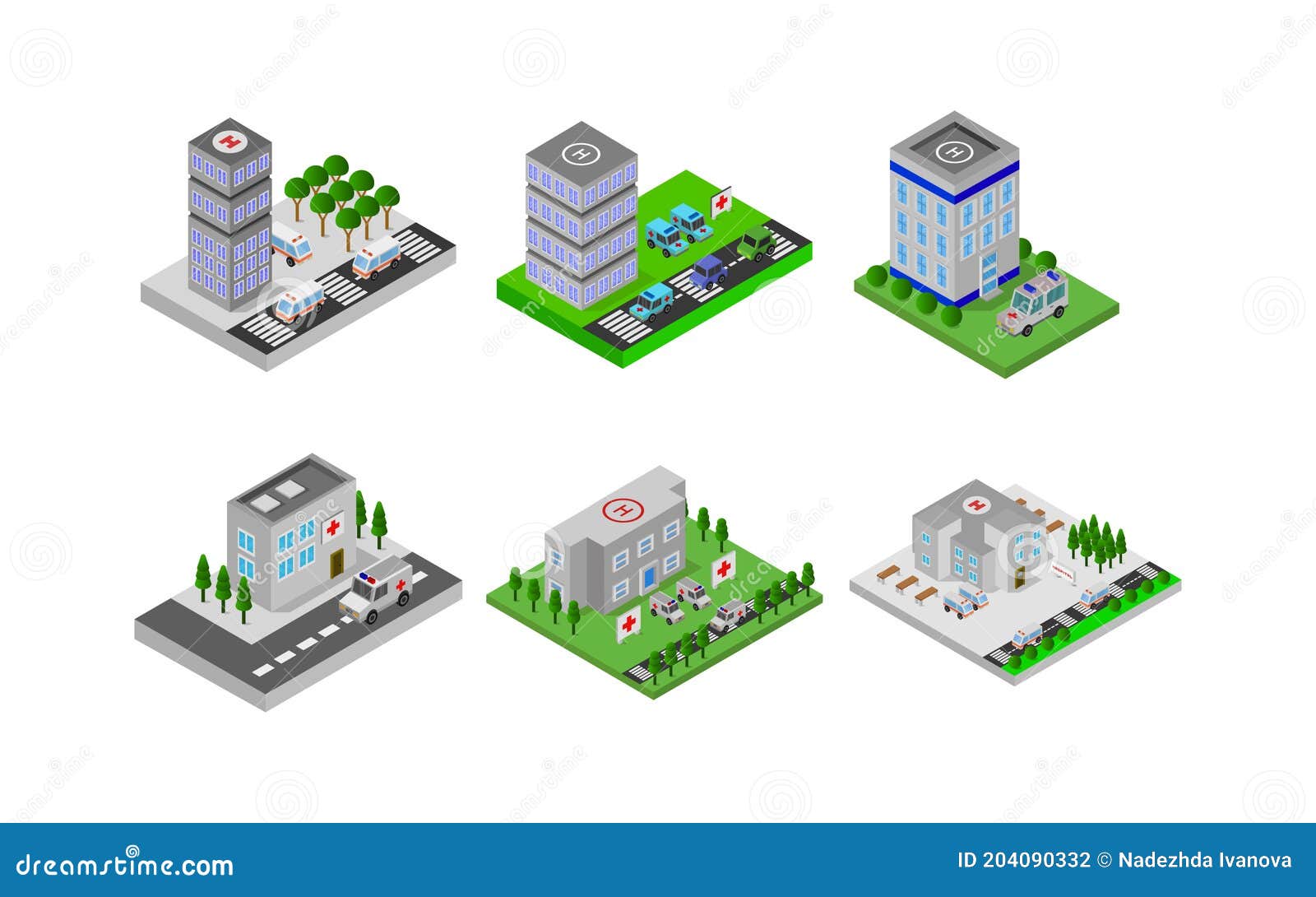 Isometric Hospital Set Vector Illustration Stock Illustration ...