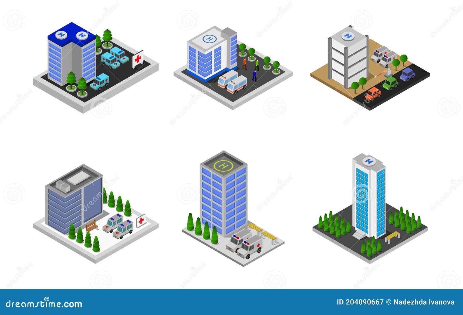 Isometric Hospitals Set Vector Illustration | CartoonDealer.com #204090667