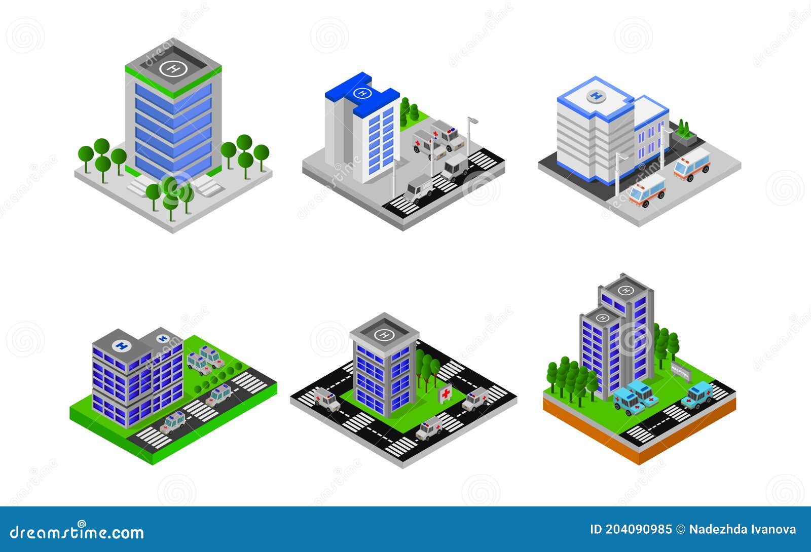Isometric Hospitals Set Vector Illustration Stock Illustration ...