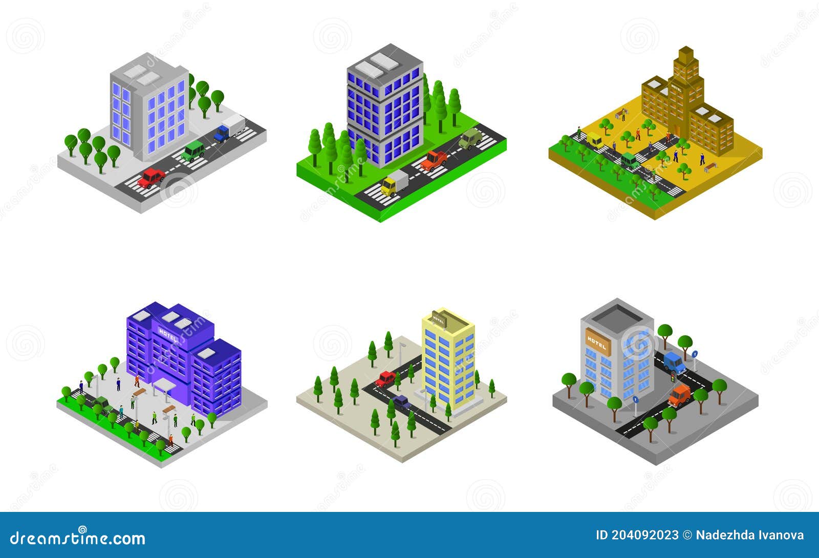 Isometric Hotel Set Vector Illustration Stock Illustration ...