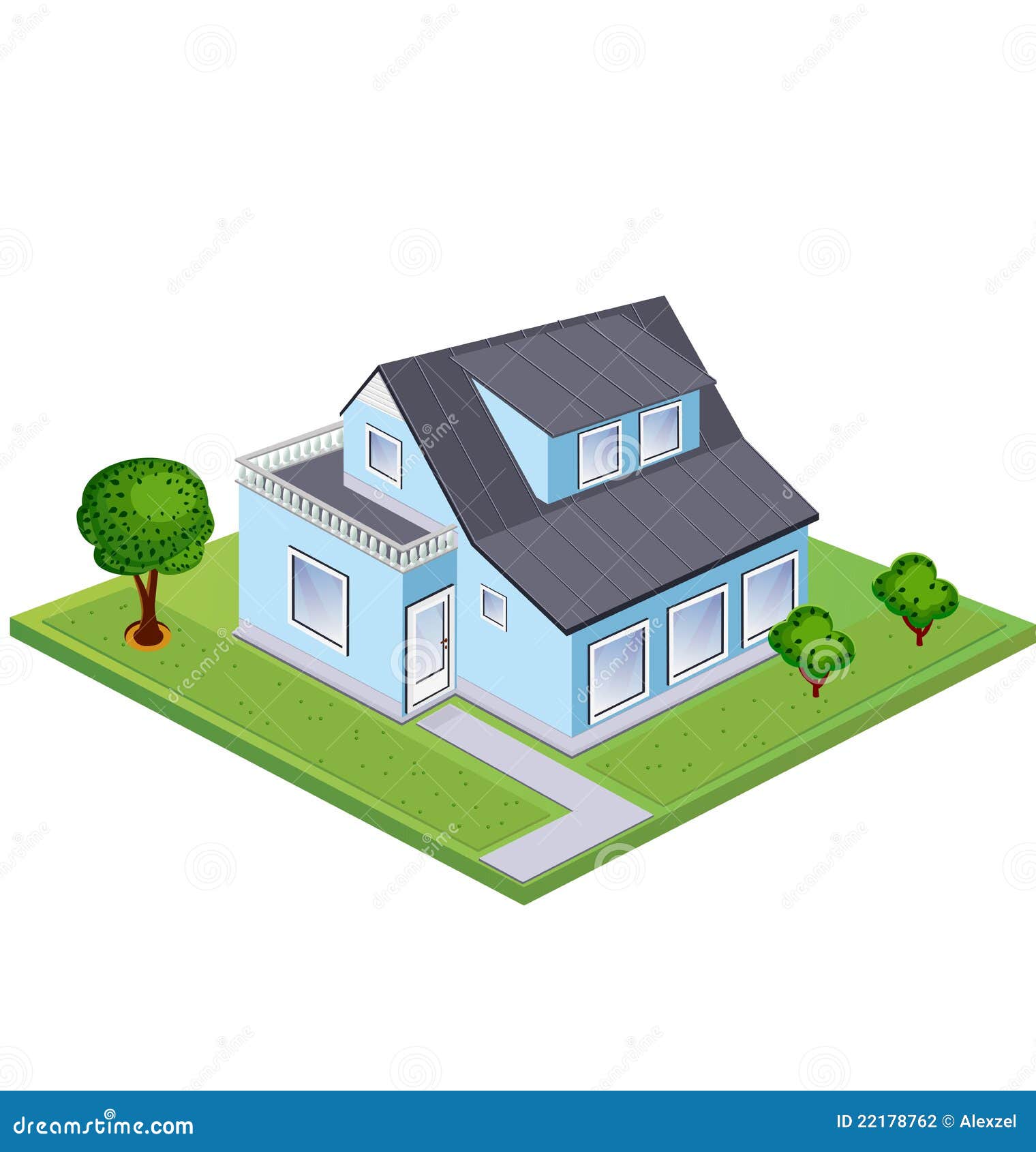 Isometric house stock vector. Illustration of view, sidewalk - 22178762