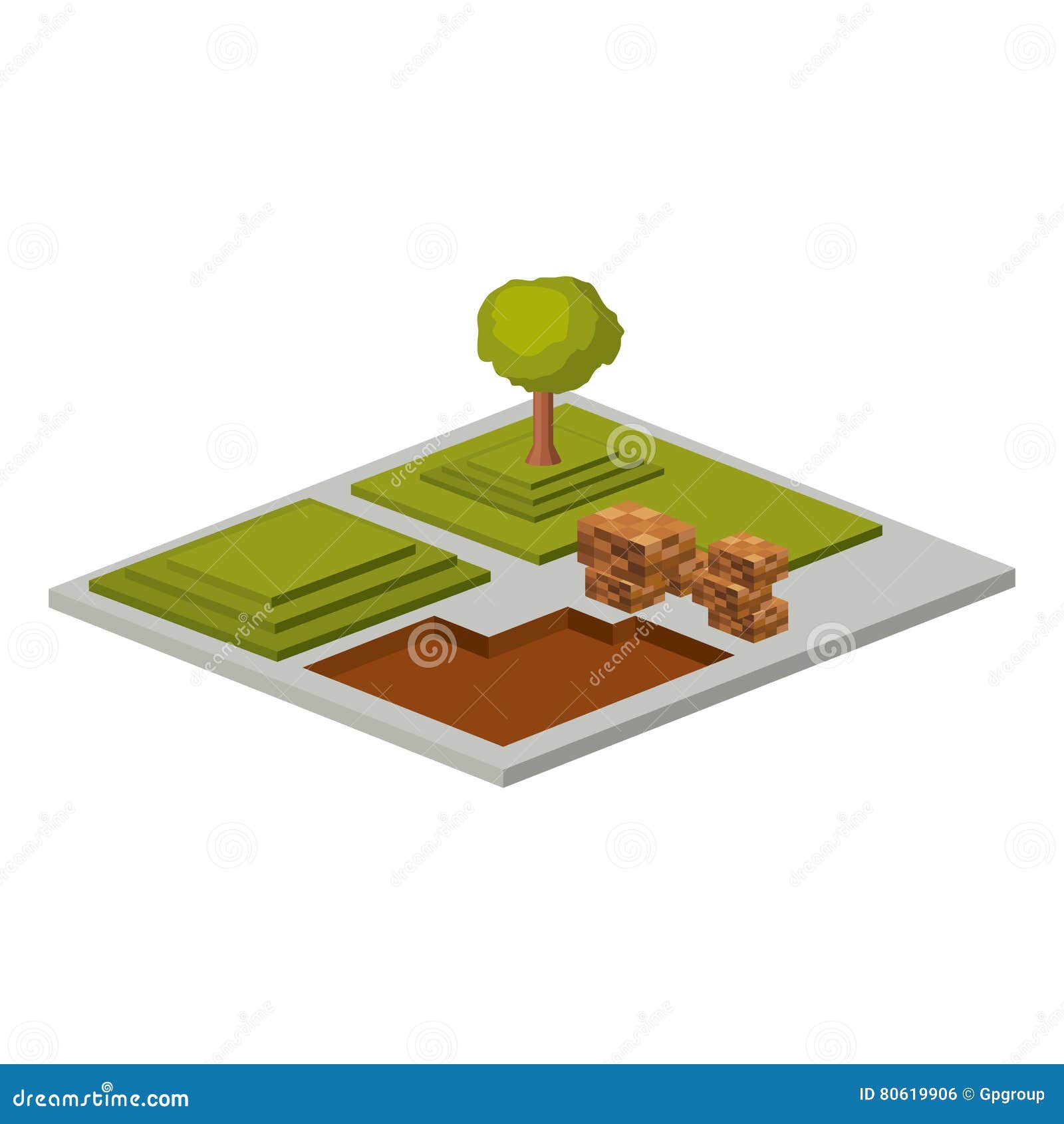Isometric House Architecture Model and Trees Design Stock Vector ...