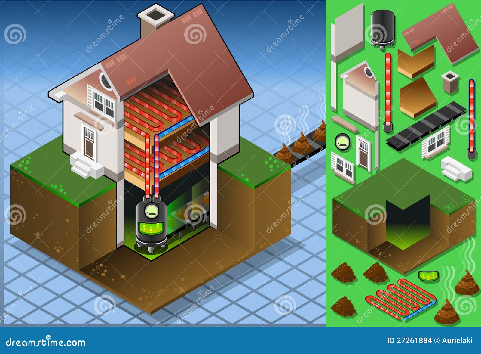 Isometric House with Bio Fuel Boiler Stock Vector - Illustration of ...