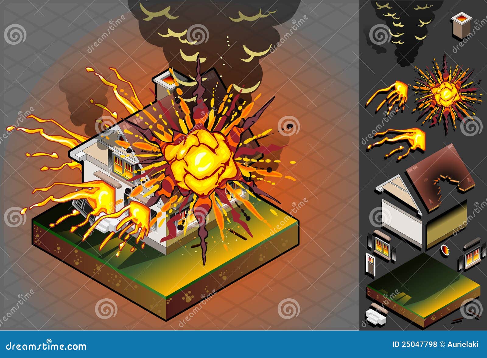 Isometric House Hit by Explosion Stock Vector - Illustration of ...