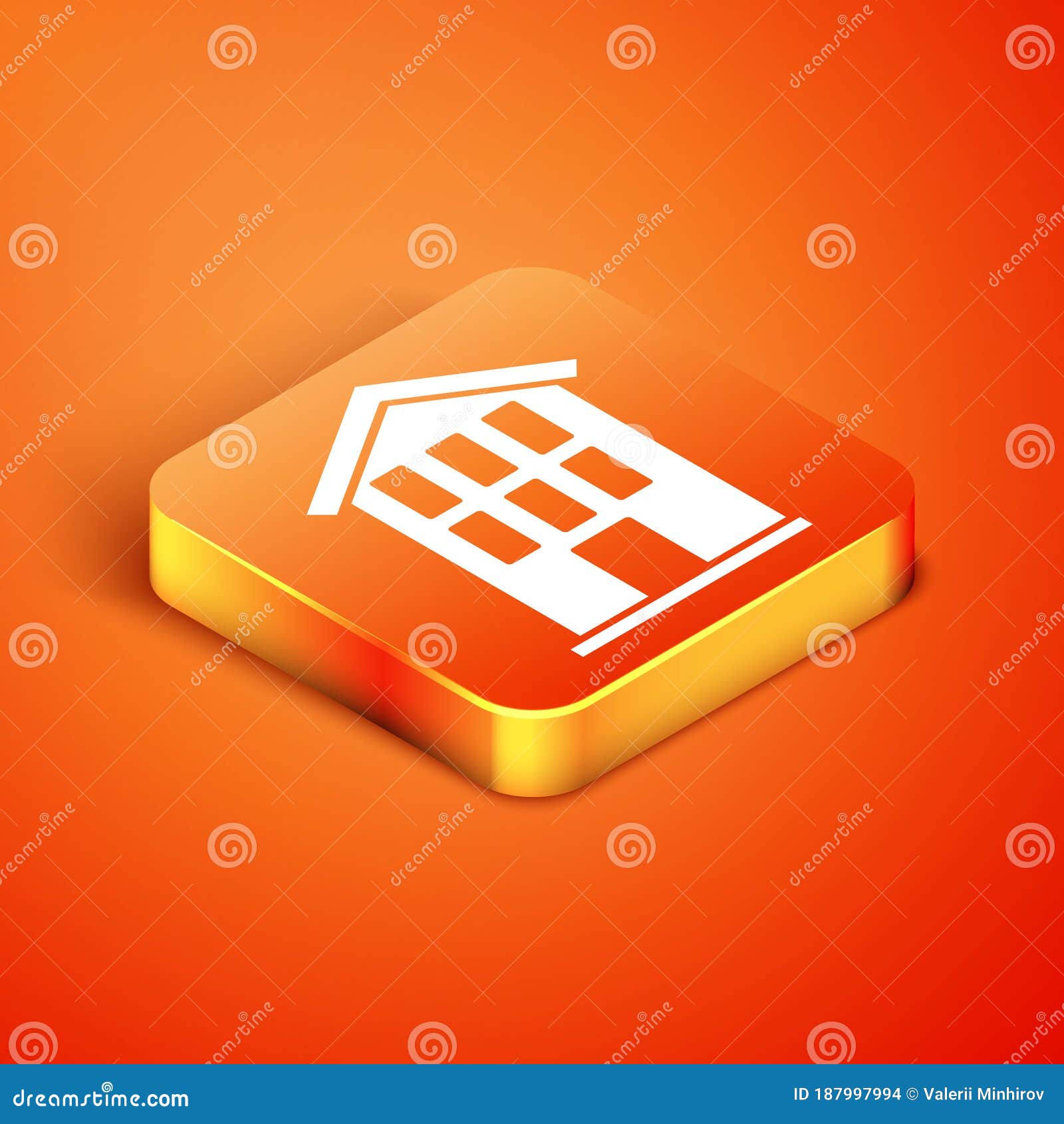 Isometric House Icon Isolated on Orange Background. Home Symbol Stock ...