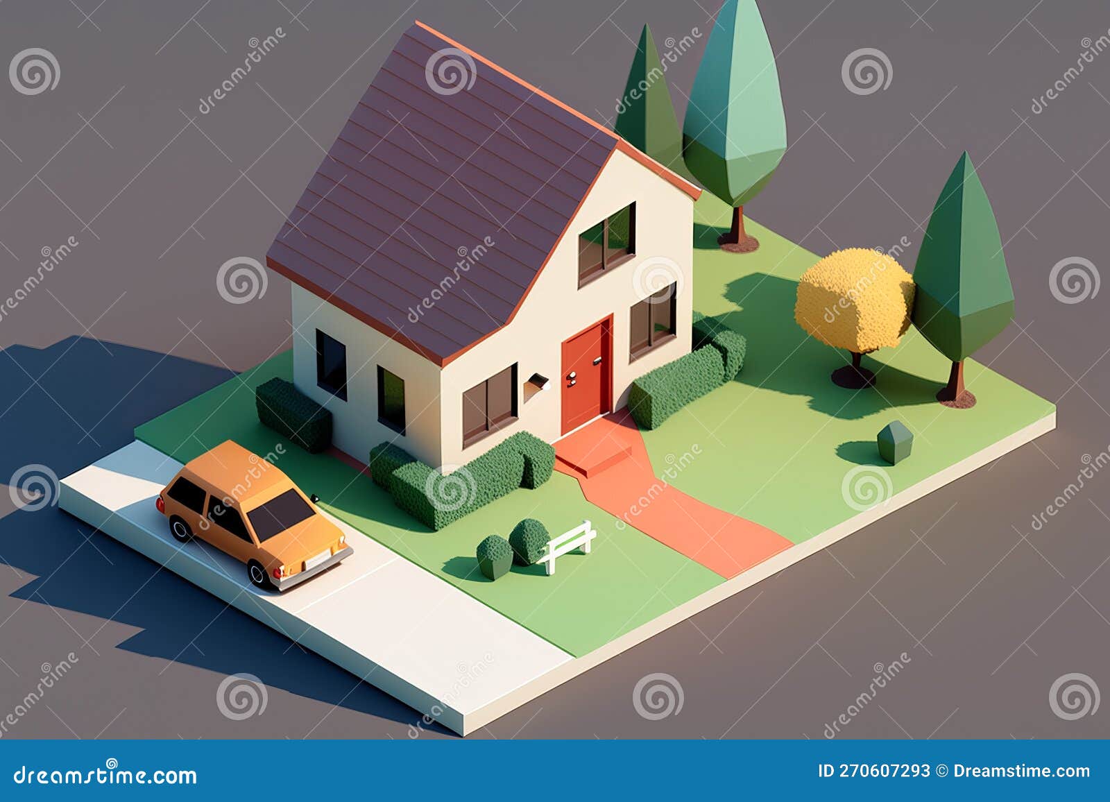 Isometric House with Minimalist Architecture Stock Illustration ...