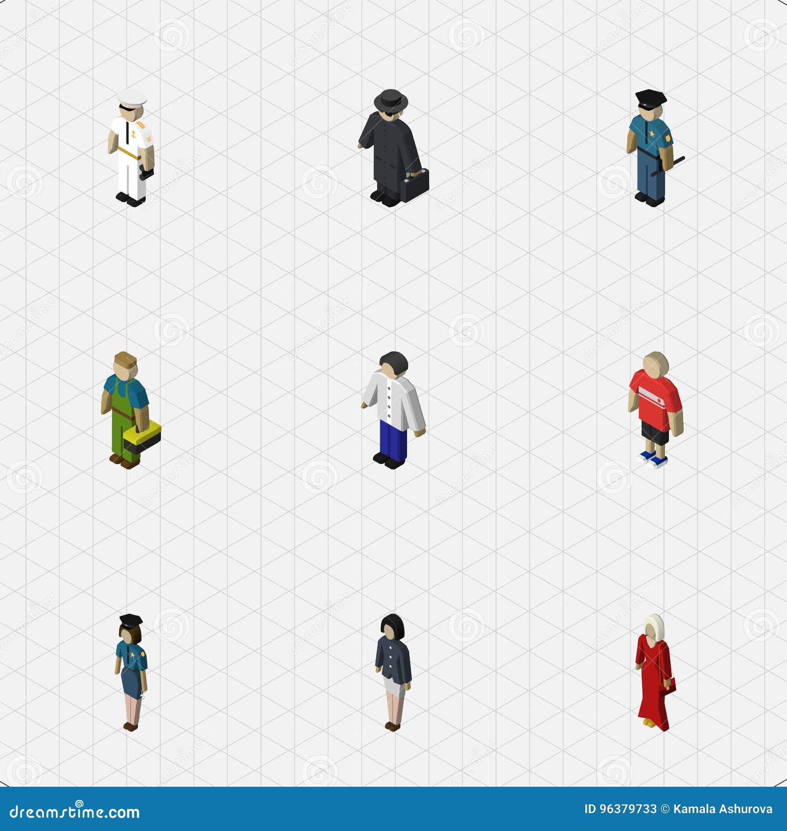 Isometric Human Set Of Male, Female, Seaman And Other Vector Objects ...