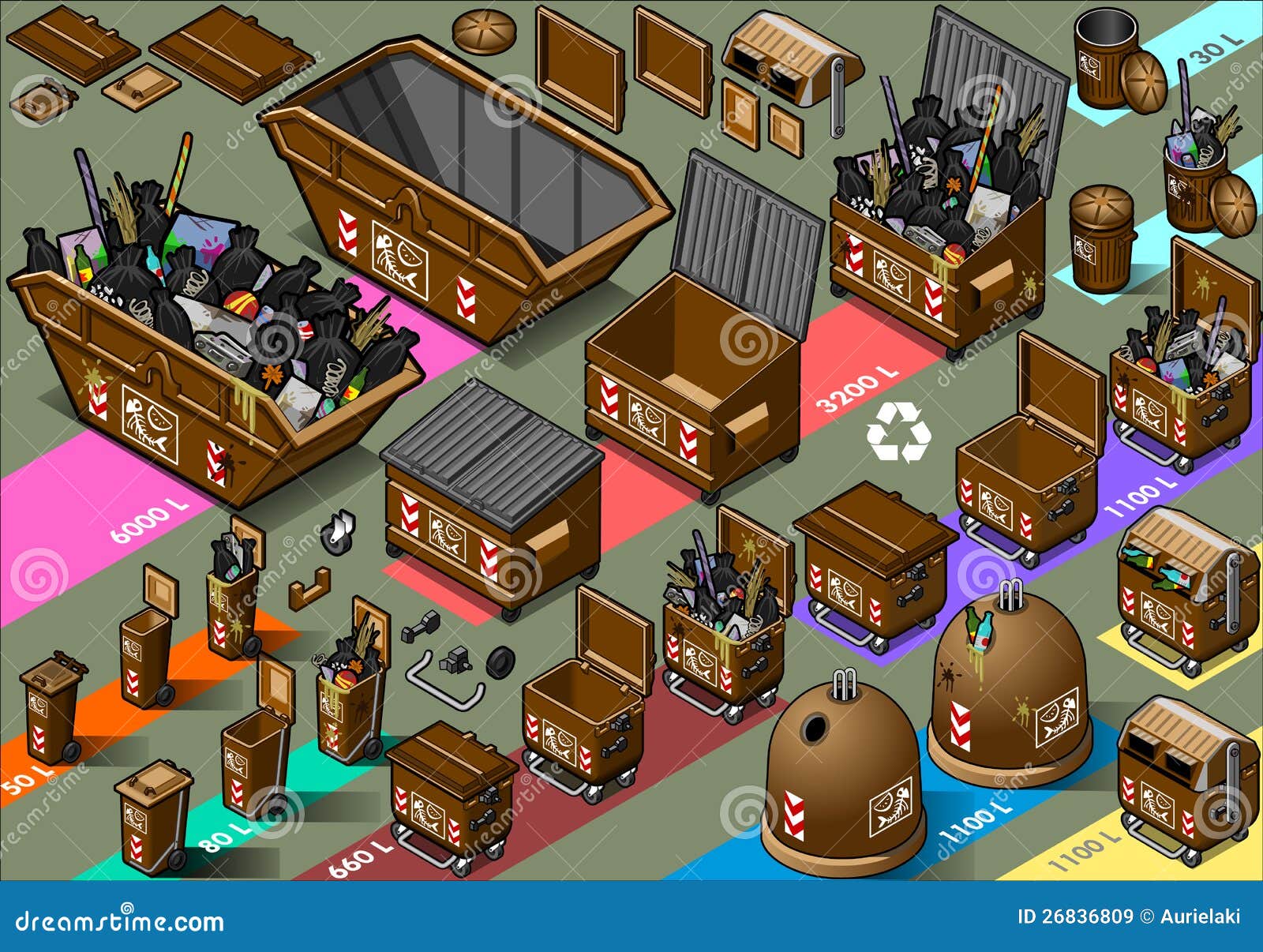 Isometric Humid Waste Garbage Container Stock Vector - Illustration of ...