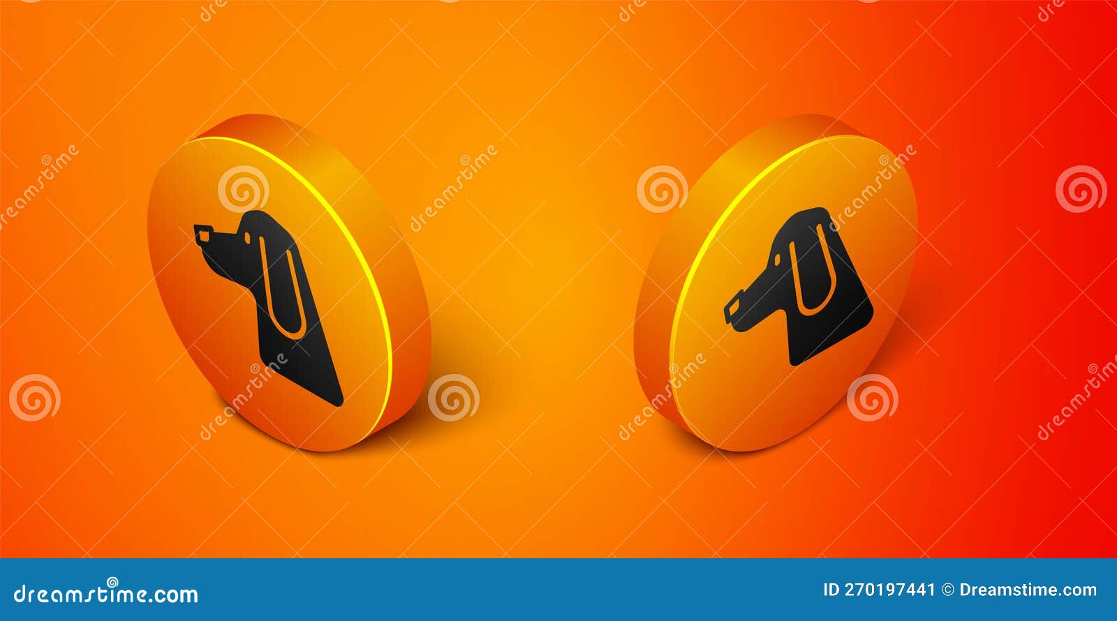 Isometric Hunting Dog Icon Isolated on Orange Background. Orange Circle ...