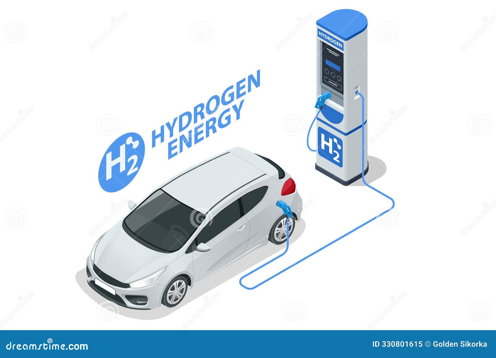 Isometric Hydrogen Energy Car. Alternative Energy, Zero , Emission ...