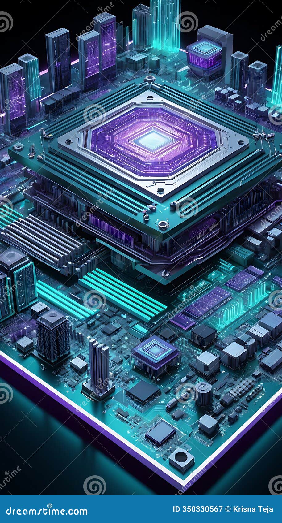 Futuristic Nano-Tech Computer Isometric View Stock Illustration ...