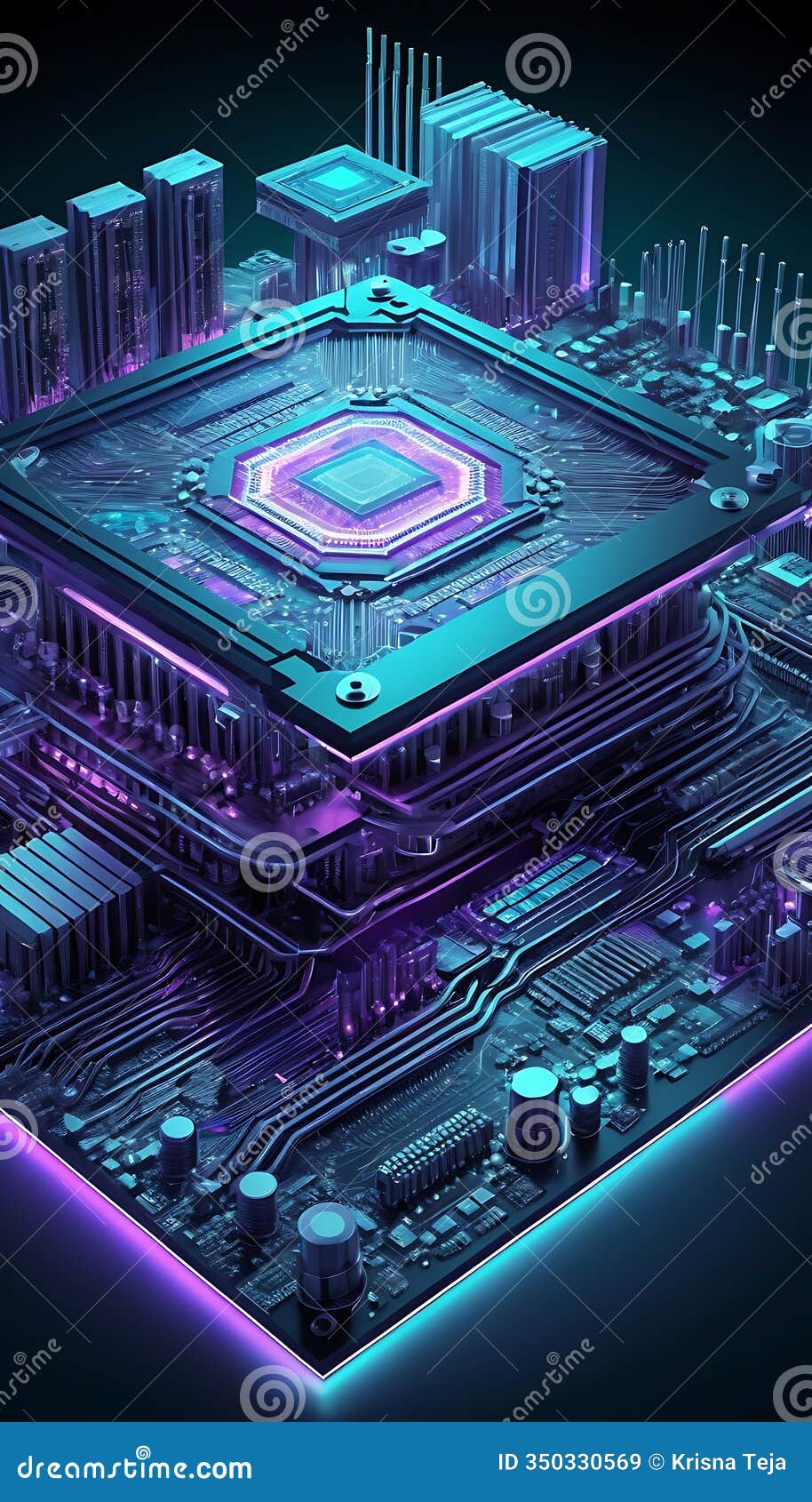 Futuristic Nano-Tech Computer Isometric View Stock Illustration ...