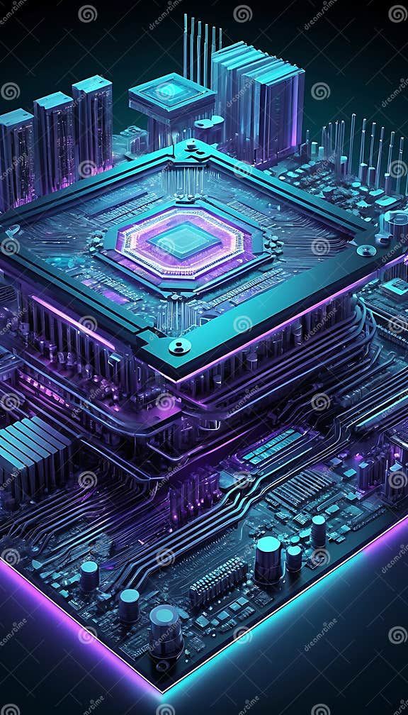 Futuristic Nano-Tech Computer Isometric View Stock Illustration ...