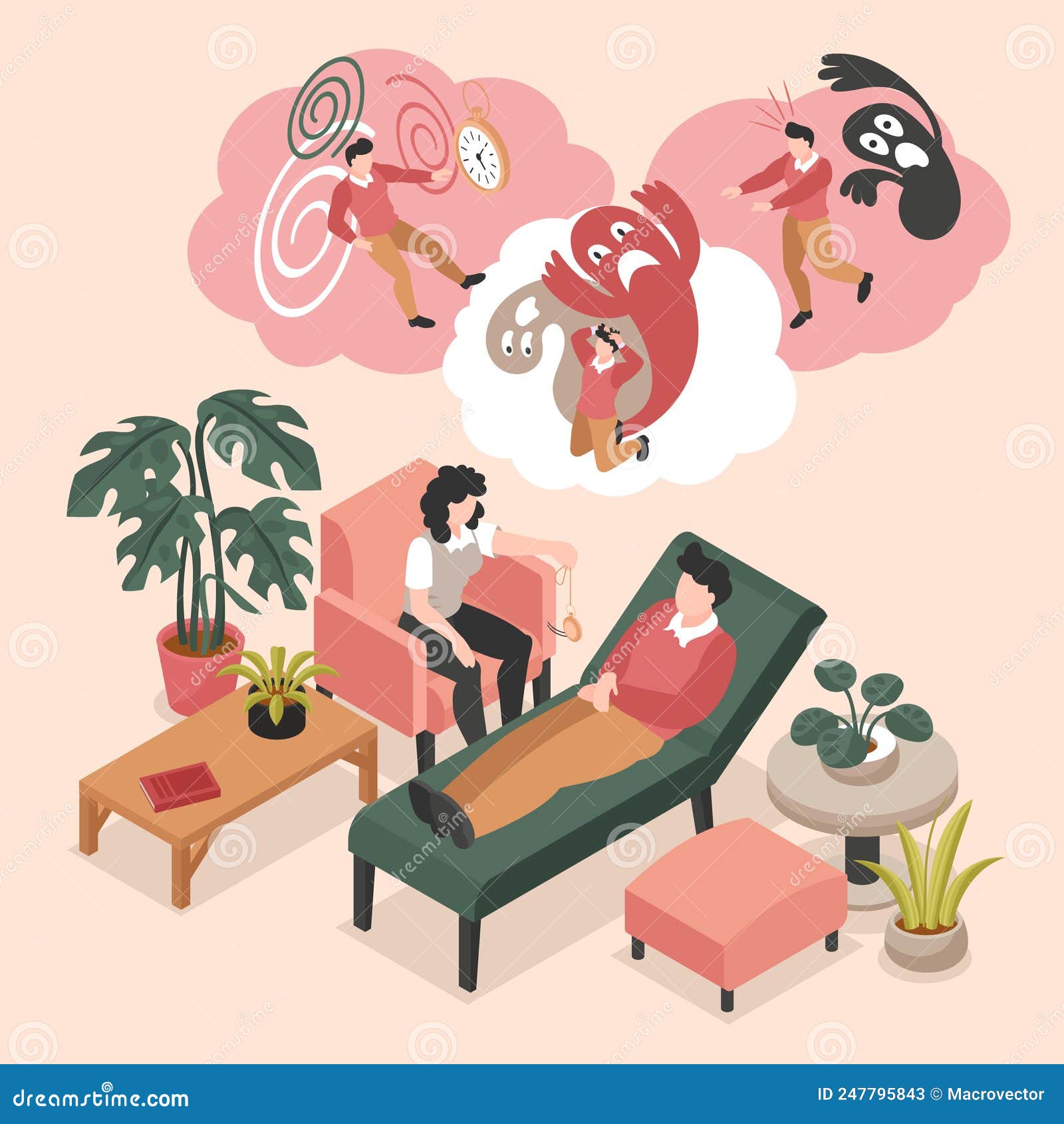 Isometric Hypnosis Therapy Illustration Stock Vector - Illustration of ...