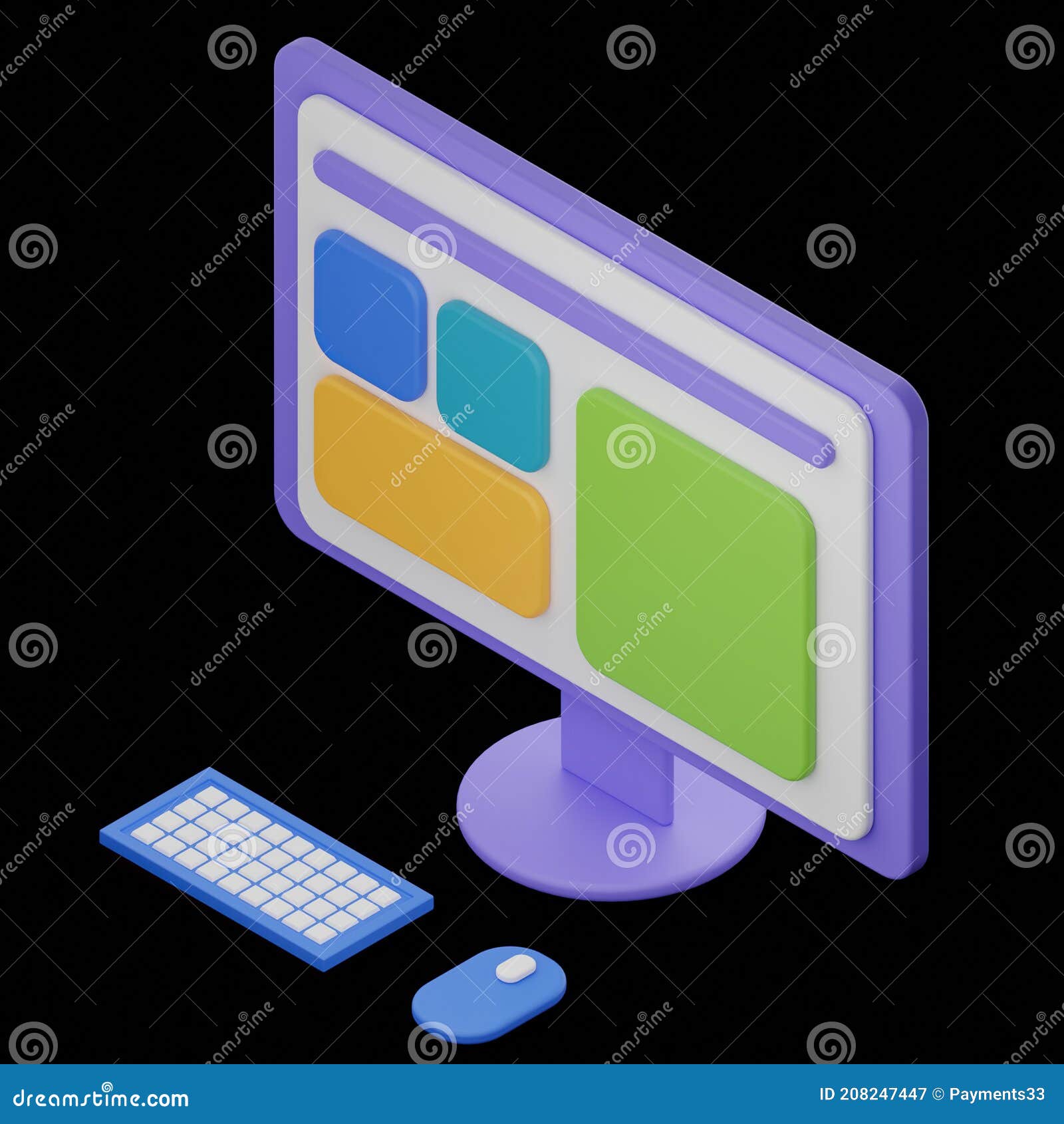 Isometric Icon Desktop Computer Stock Illustration - Illustration of ...