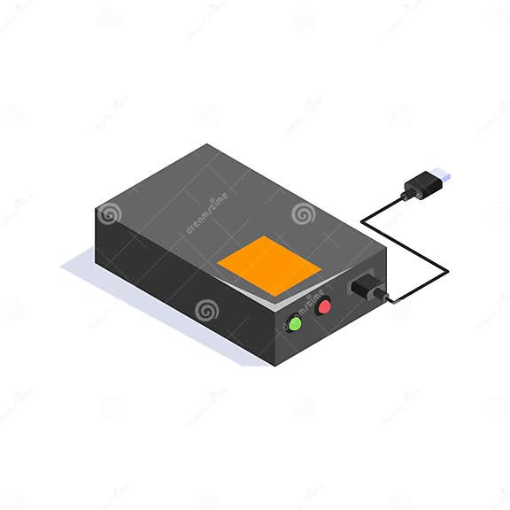 Isometric Icon of an External Hard Drive with USB Connectivity for Data ...