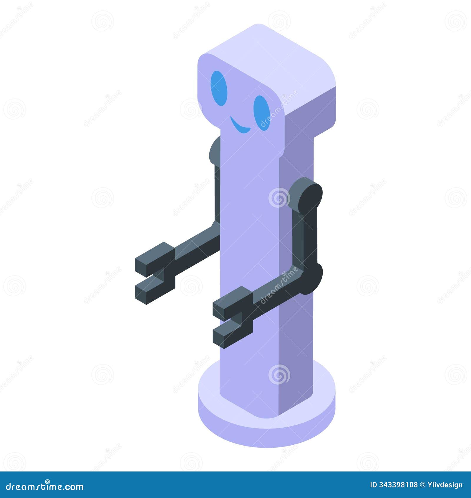 Smiling Robot with Arms Extended Isometric Illustration Stock Vector ...