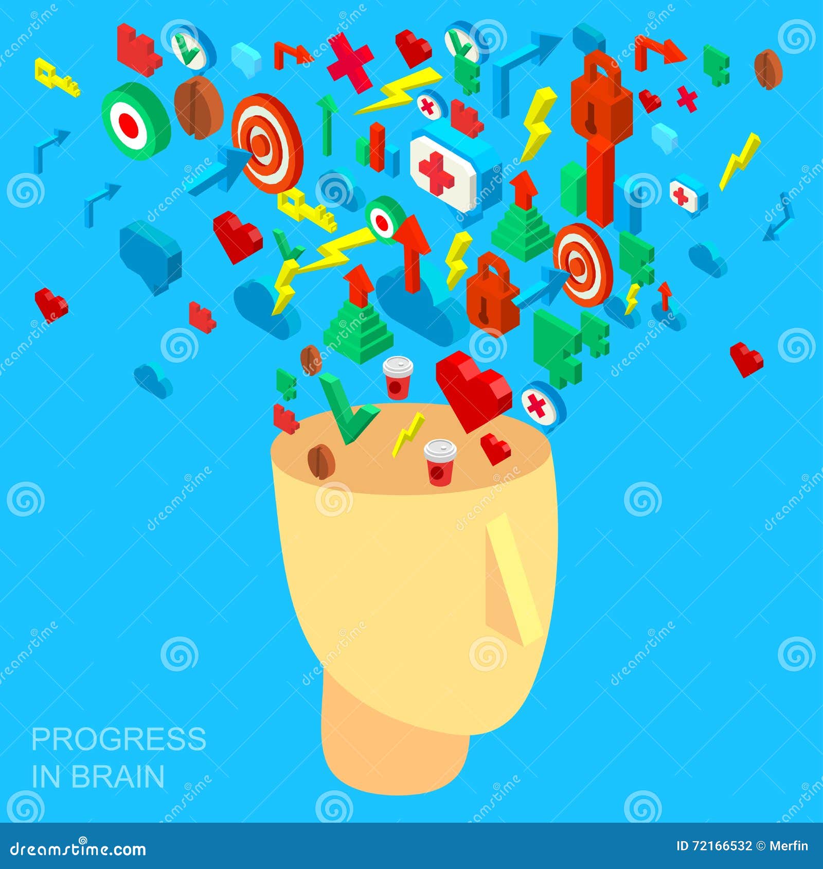 Isometric Icon of Human Brain Process Stock Vector - Illustration of ...