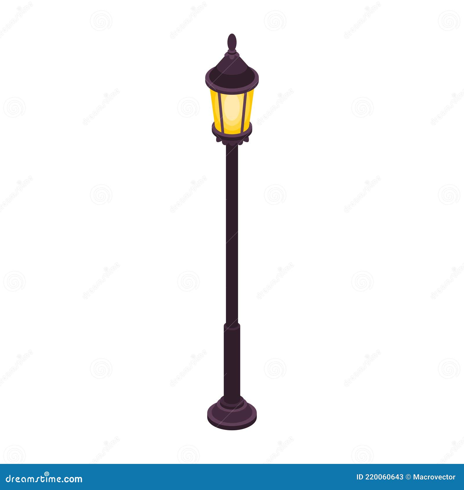 Lamp Post Isometric Icon stock vector. Illustration of vintage - 220060643
