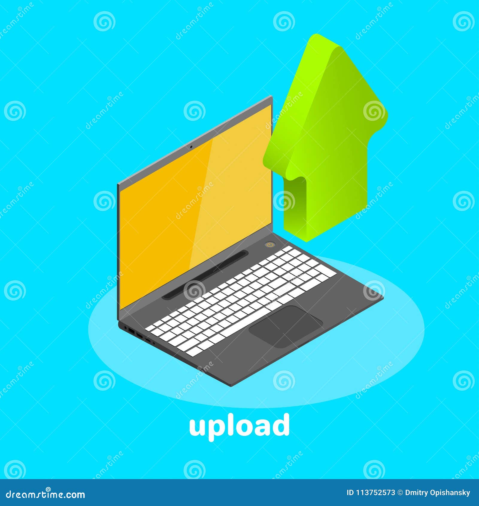 Isometric Icon, Laptop and Down Arrow, Upload Digital Stock Vector ...