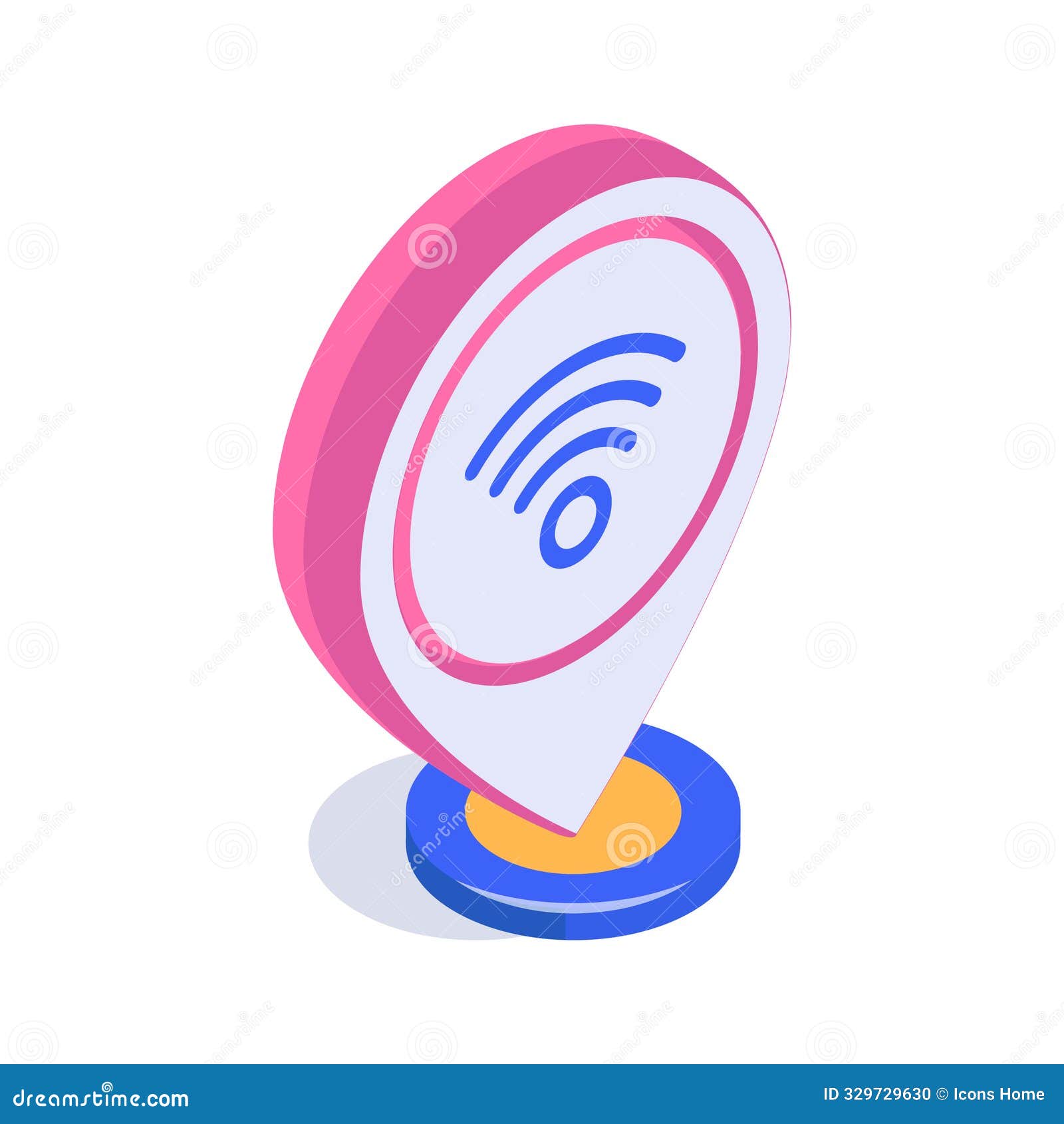 Isometric Icon of a Location Pin with a WiFi Symbol, Indicating ...