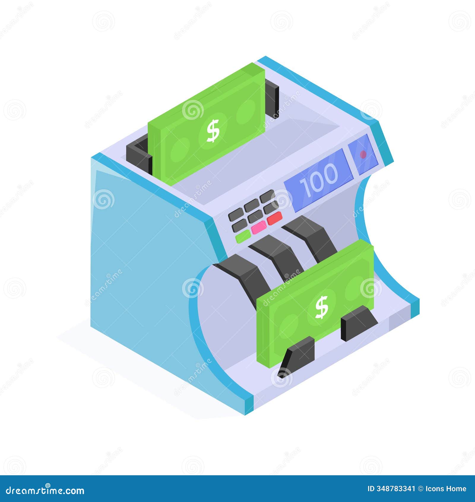 Isometric Icon of a Money Counting Machine Processing and Verifying ...