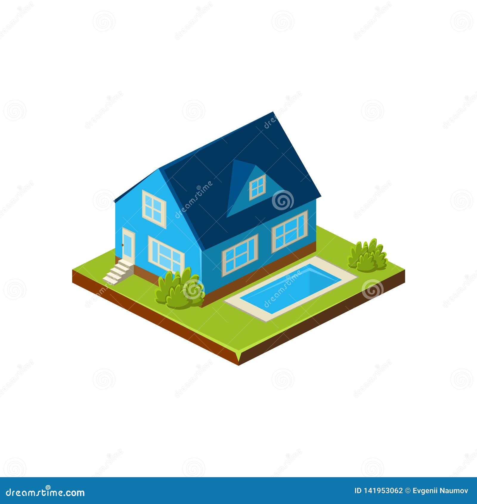 Isometric Icon Representing Modern House with Backyard Stock Vector ...
