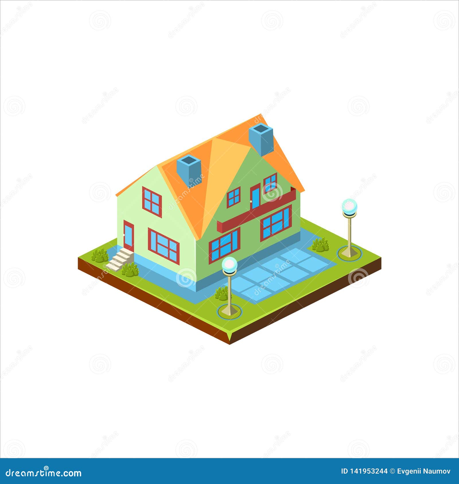 Isometric Icon Representing Modern House with Backyard Stock Vector ...