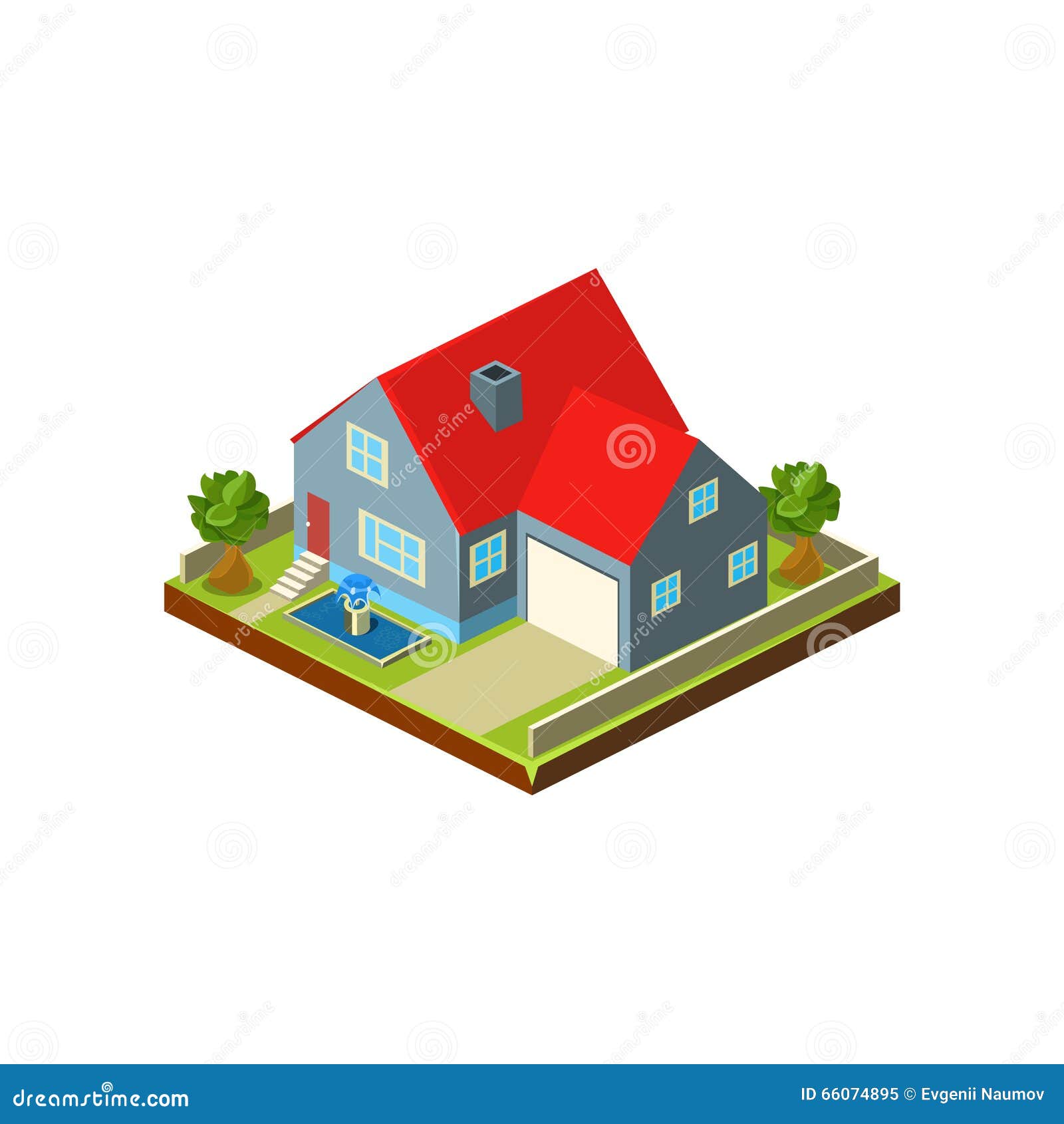 Isometric Icon Representing Modern House with Backyard Stock Vector ...