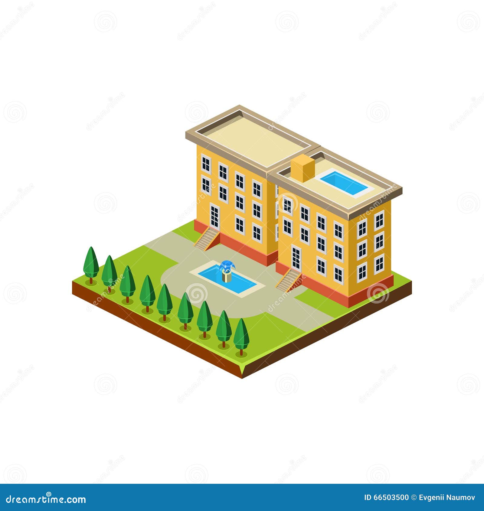 Isometric Icon Representing Modern House with Backyard Stock Vector ...