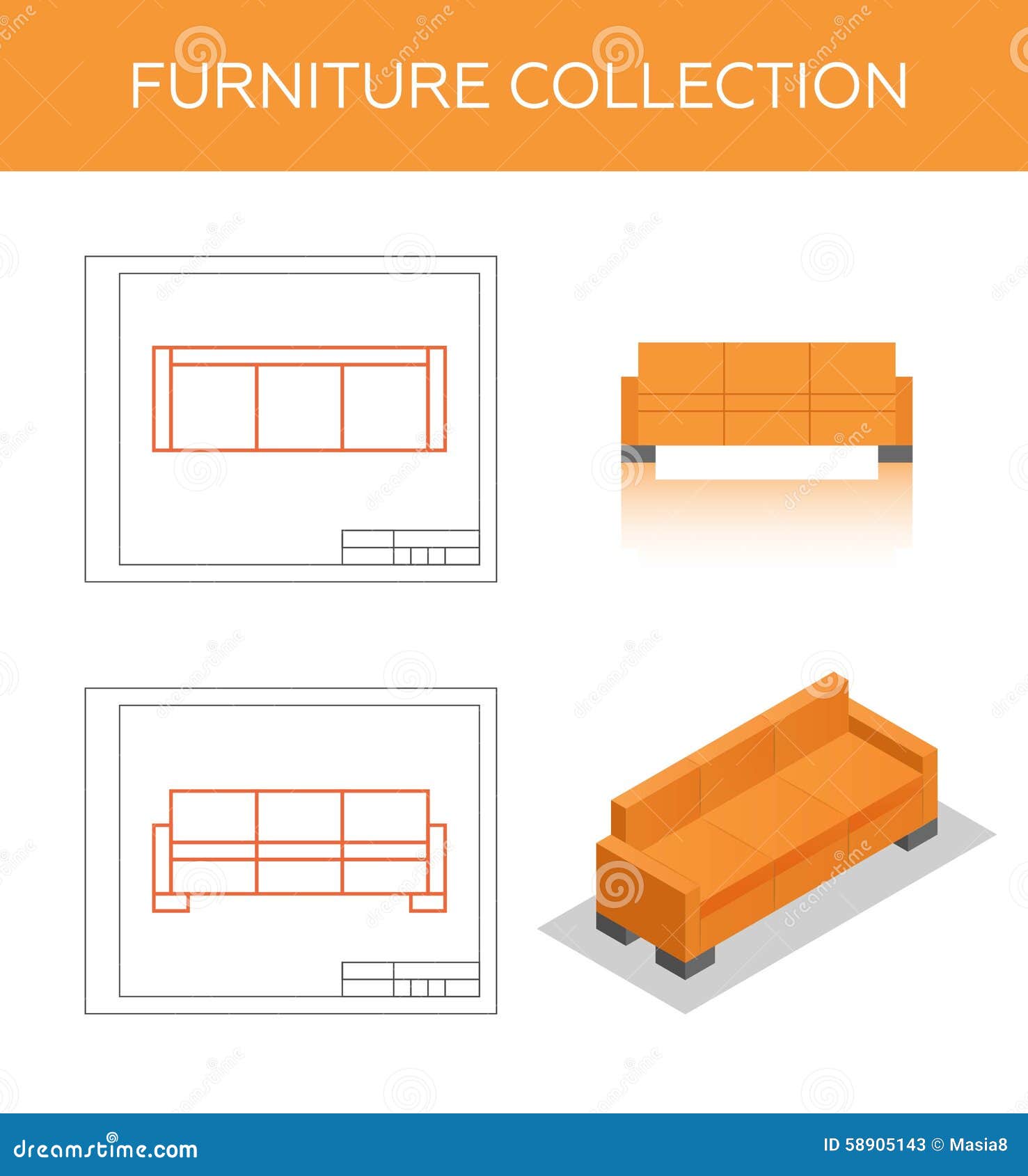 Isometric icon of a sofa stock illustration. Illustration of front ...