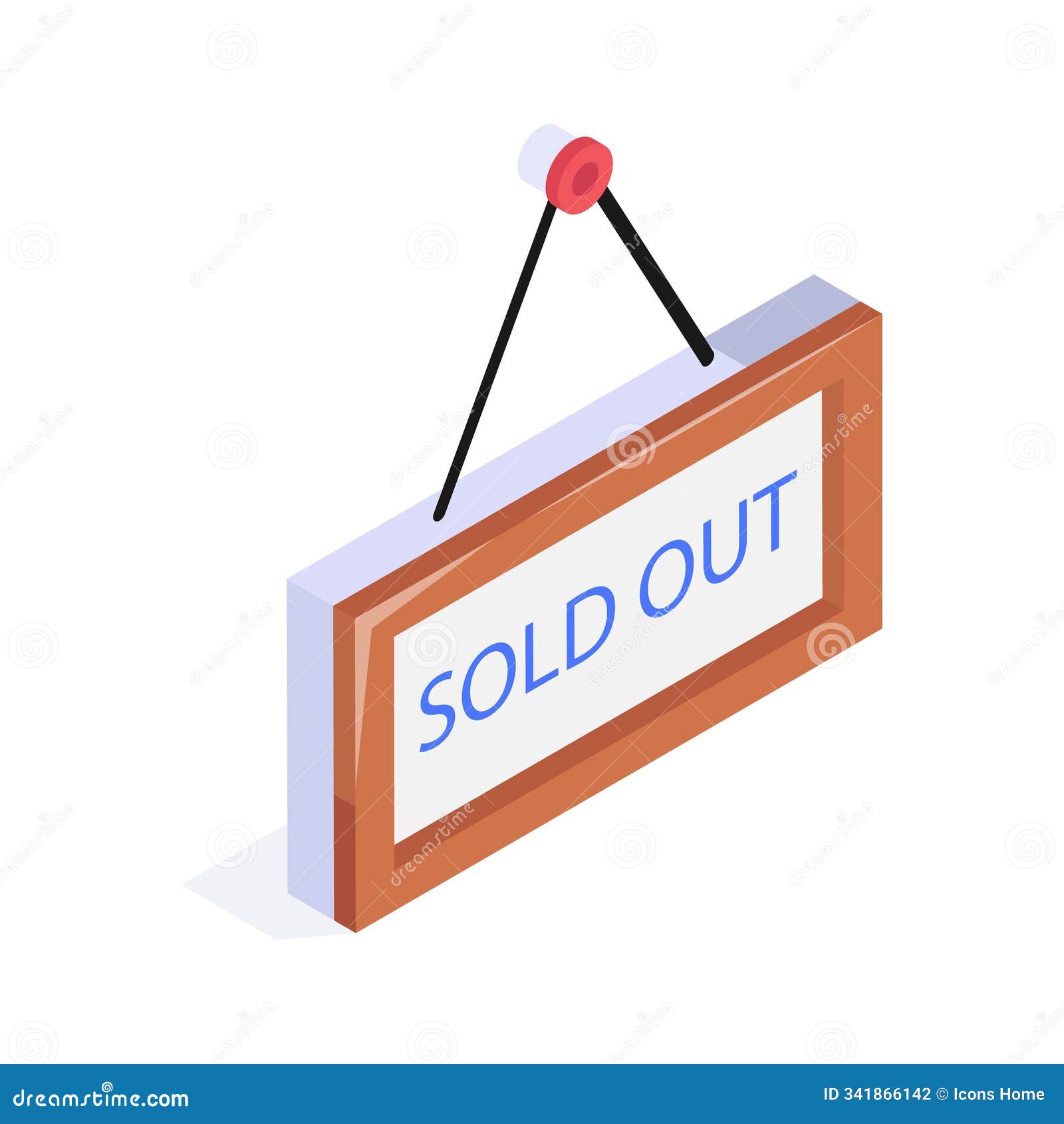 An Isometric Icon of Sold Out Sign Board in Modern Style Stock ...