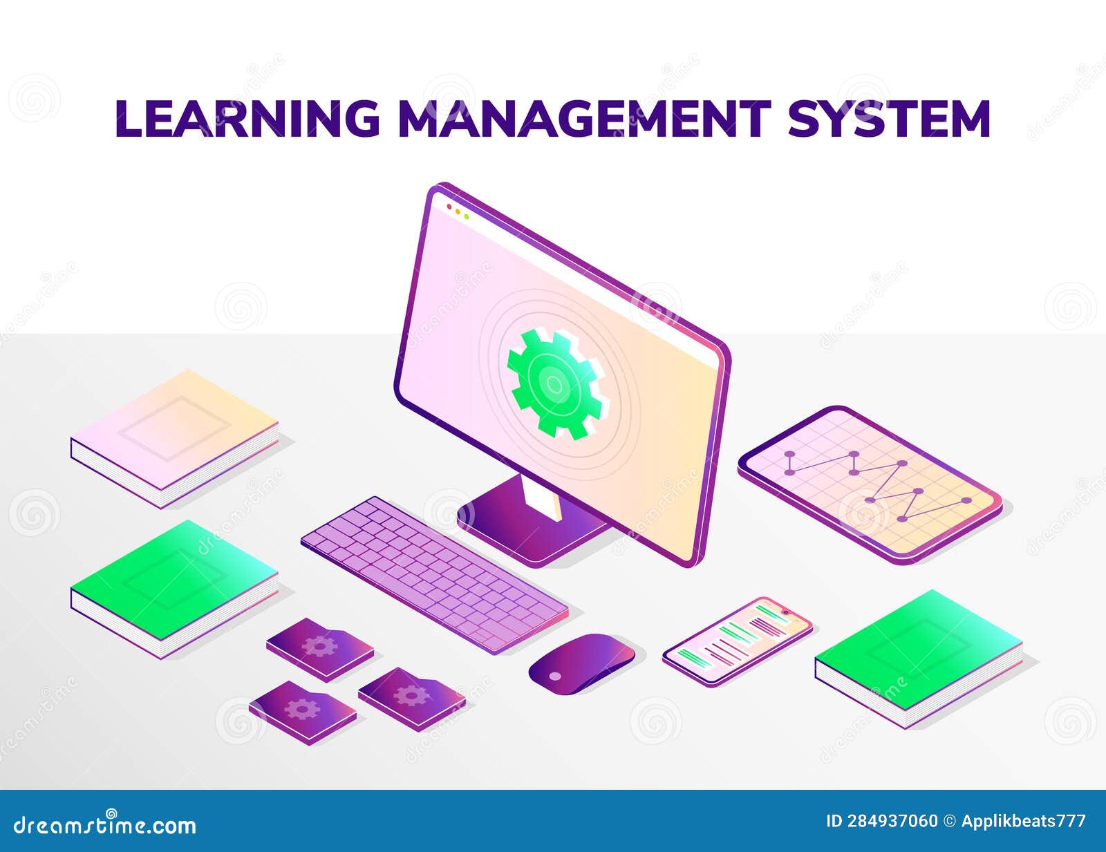Isometric Icon Vector Concept of Learning Management System - LMS Stock ...
