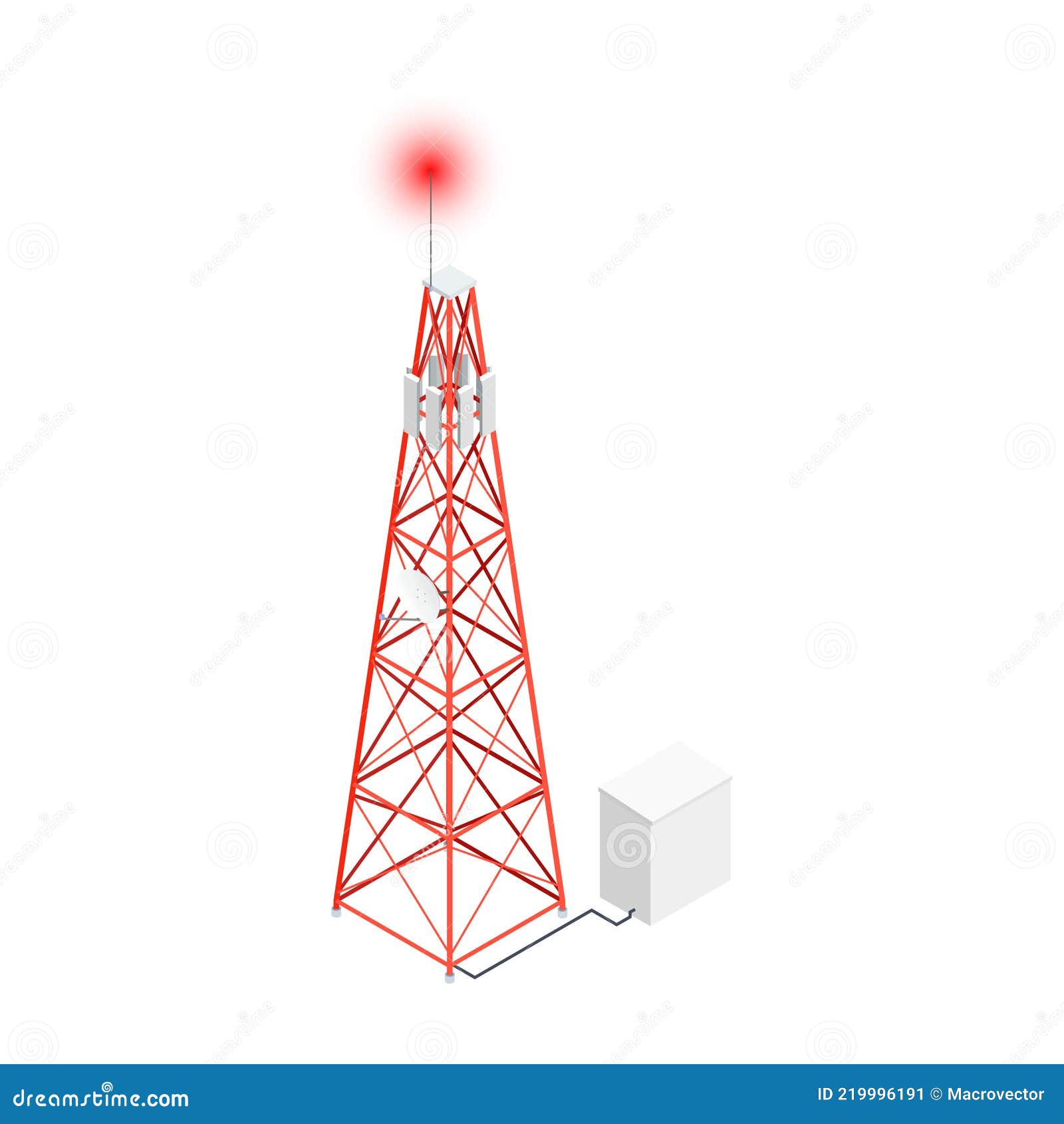 Telecommunication Tower A Falling Signal On The City. Vector ...