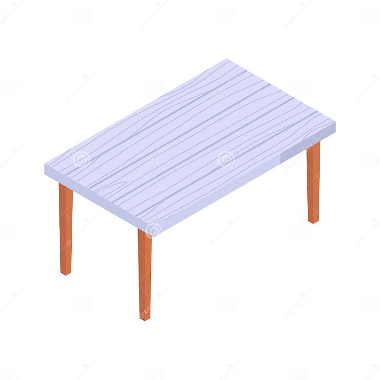 An Isometric Icon of a Wooden Rectangular Table, Ready To Use Vector Stock Vector - Illustration ...