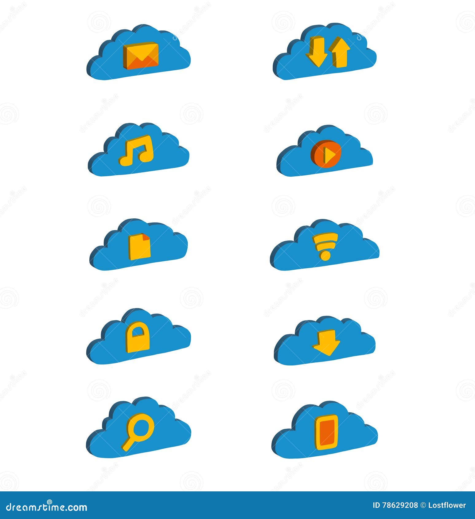 Isometric Icons Cloud Storage Stock Vector - Illustration of networking ...