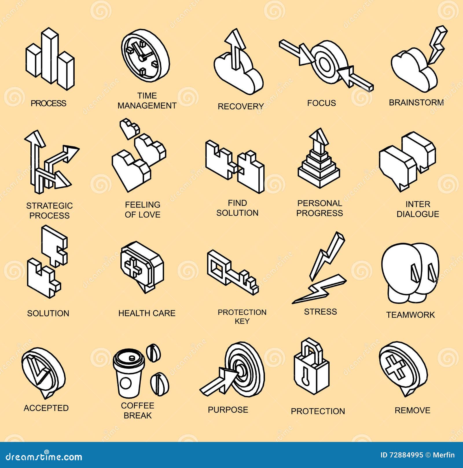 Isometric Icons Collection of Human Brain Process Stock Vector ...