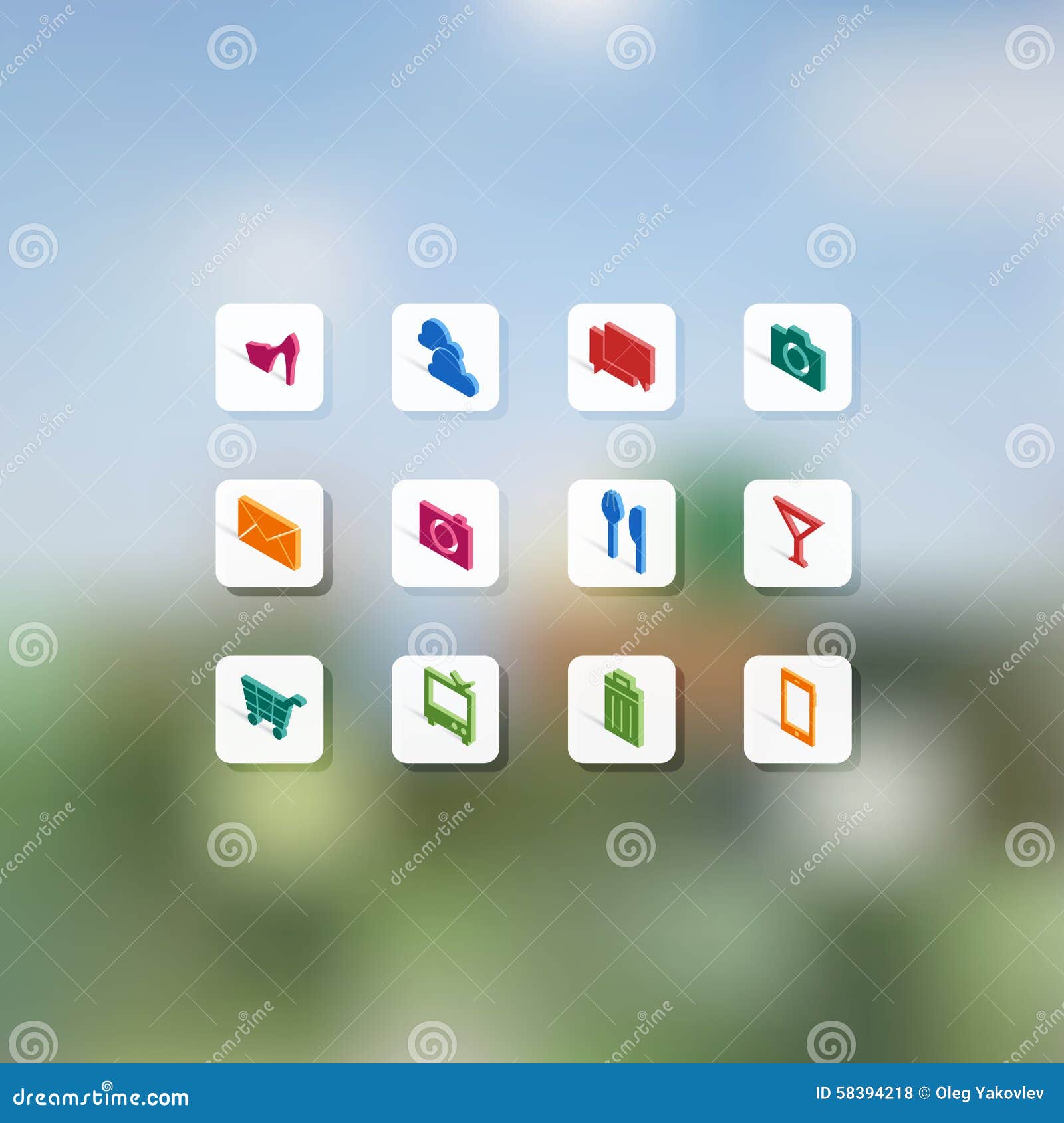 Isometric icons set stock illustration. Illustration of shine - 58394218